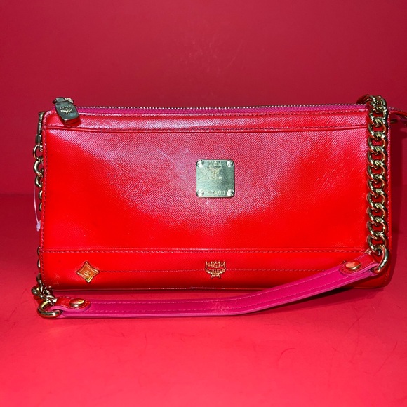 MCM | Bags | Mcm Red And Pink Crossbody Bag With Chain Strap | Poshmark